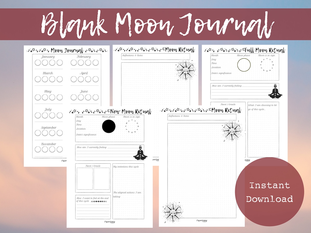 Blank Moon Journal Pages | Lunar Planner | New Moon Ritual | Full Moon ...