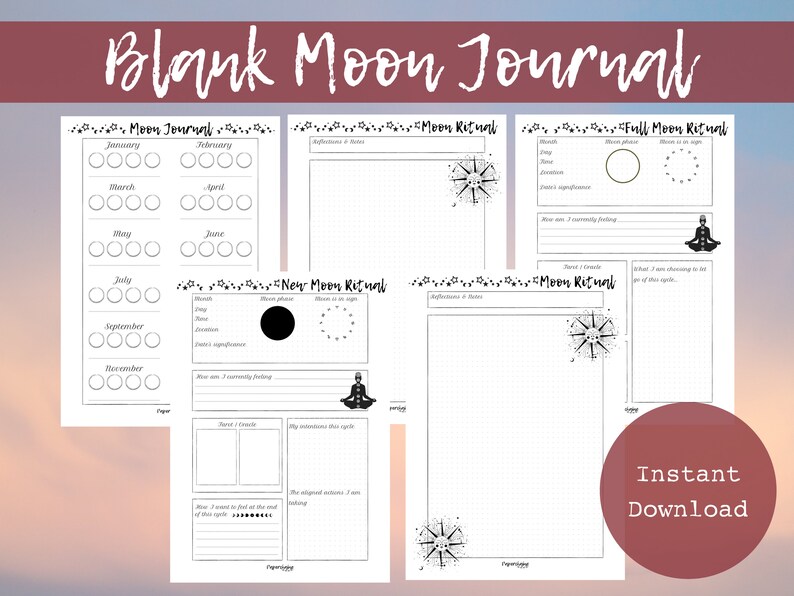 Blank Moon BUNDLE A4 Size | Moon Journal | Spell Kit | Natal Chart ...