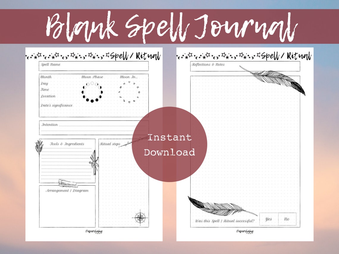 Blank Spell Journal Pages Rituals & Spells Witch Wicca Instant Download ...