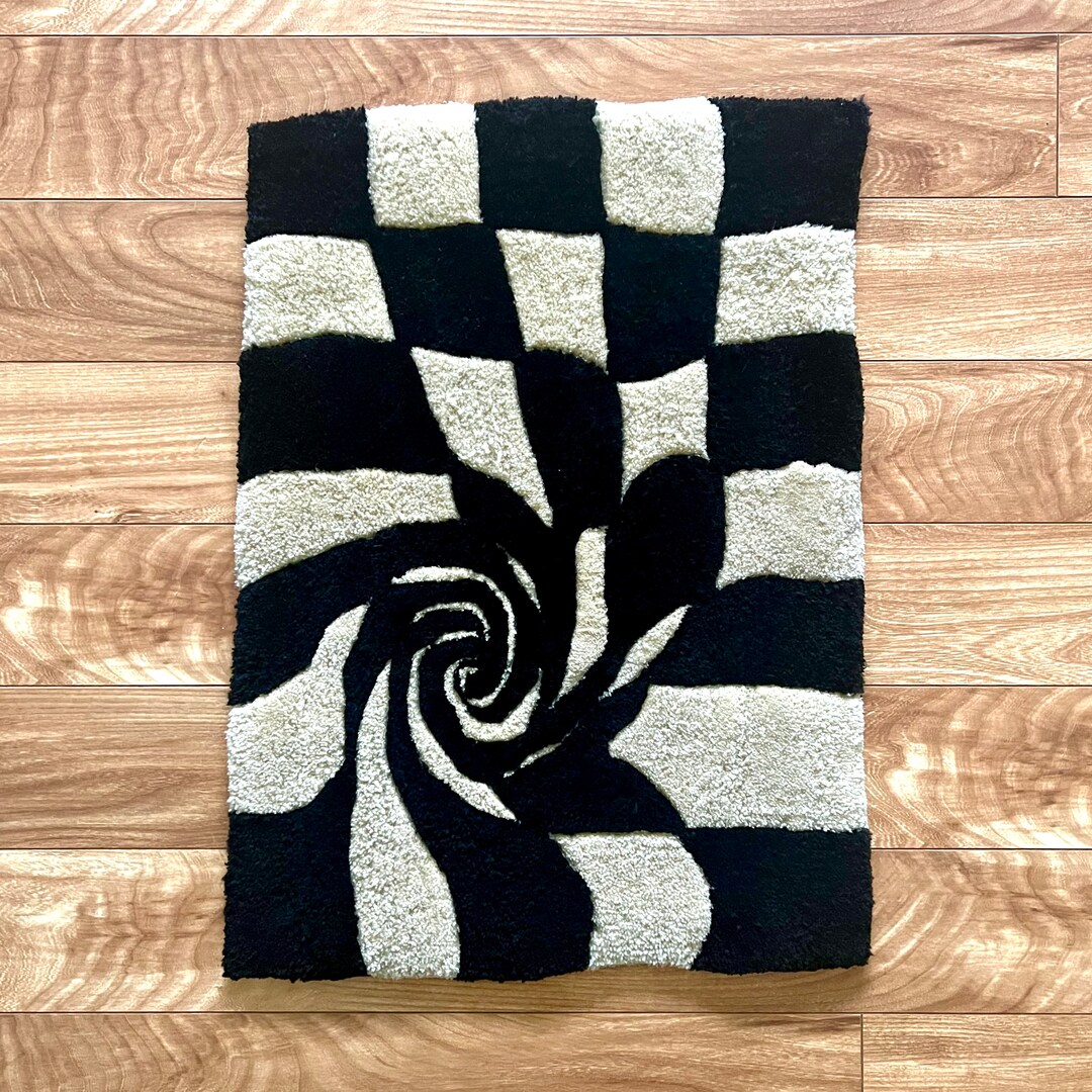 Asymmetrical Warped Checkered Rug - Etsy