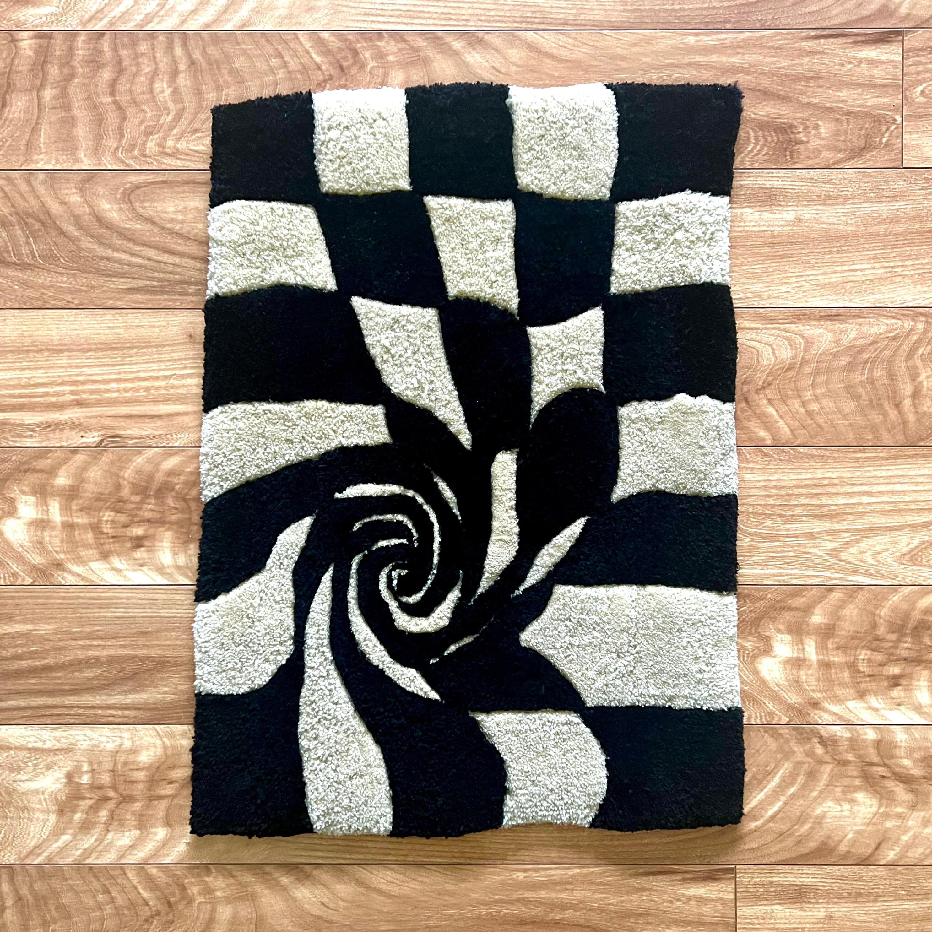 Asymmetrical Warped Checkered Rug - Etsy
