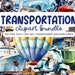 Watercolor Transportation Clipart Set of 20 PNG Files, Vehicles Clipart ...