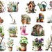 Watercolor Spring Garden Clipart, Spring Flowers in Pots, Farmhouse ...