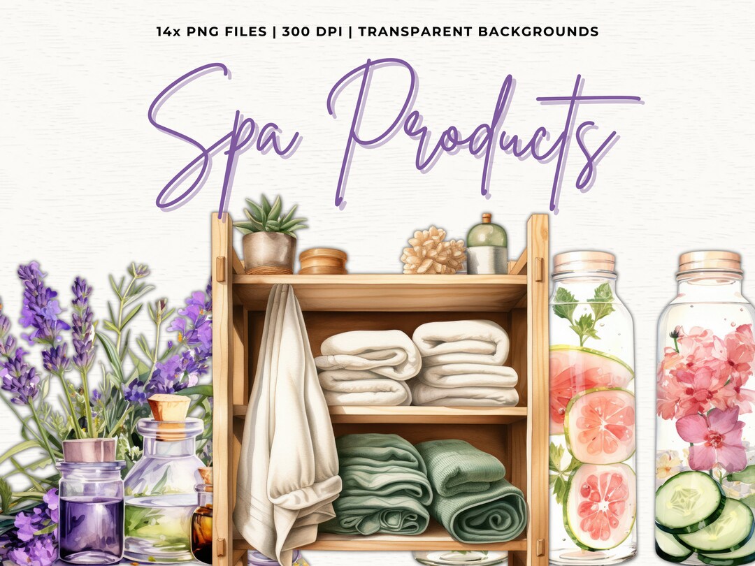 Watercolor Spa Clipart, 14 High Quality Pngs, Sublimation, Goodnotes ...