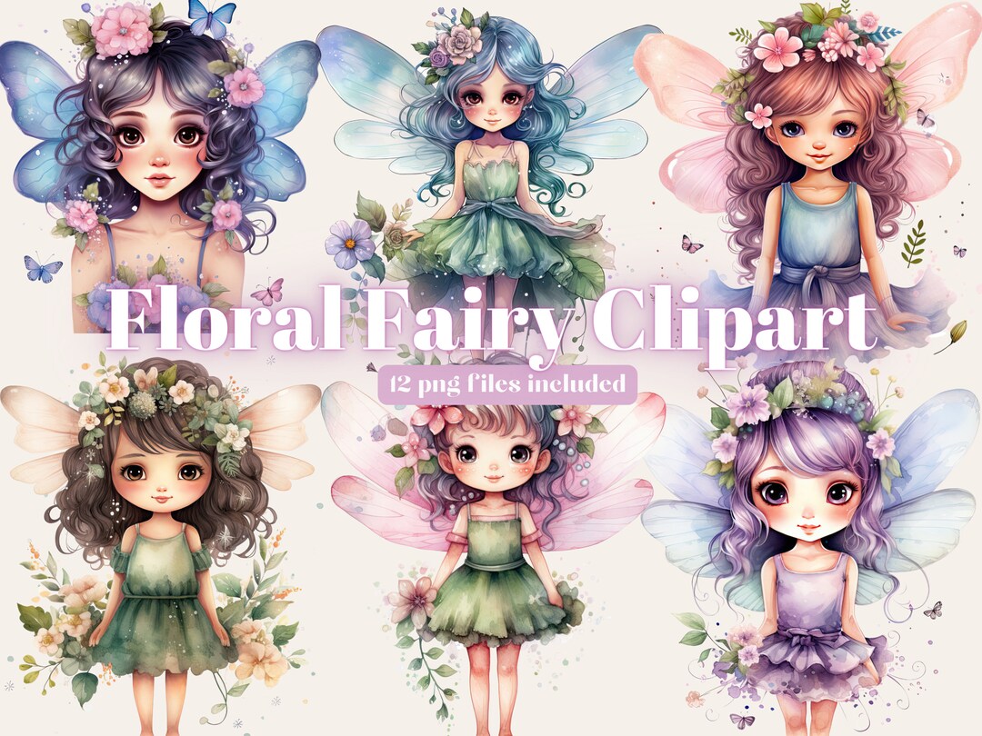 Glitter Fairy Clipart, Fairy Wings, Sparkles, Flowers, Wand, Spring ...
