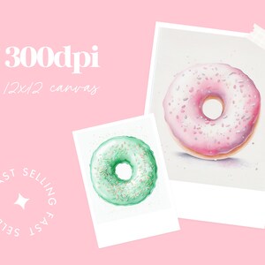 Watercolor Donuts Clipart, Sweet Bakery Food Clipart, Donut Birthday ...