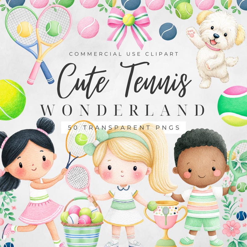 Tennis Clipart Cute - Etsy