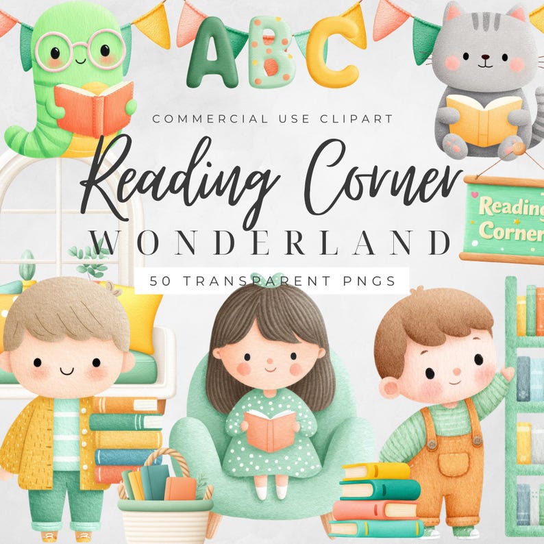 Reading Clipart PNG, Book Graphics Commercial Use, 50 Library ...