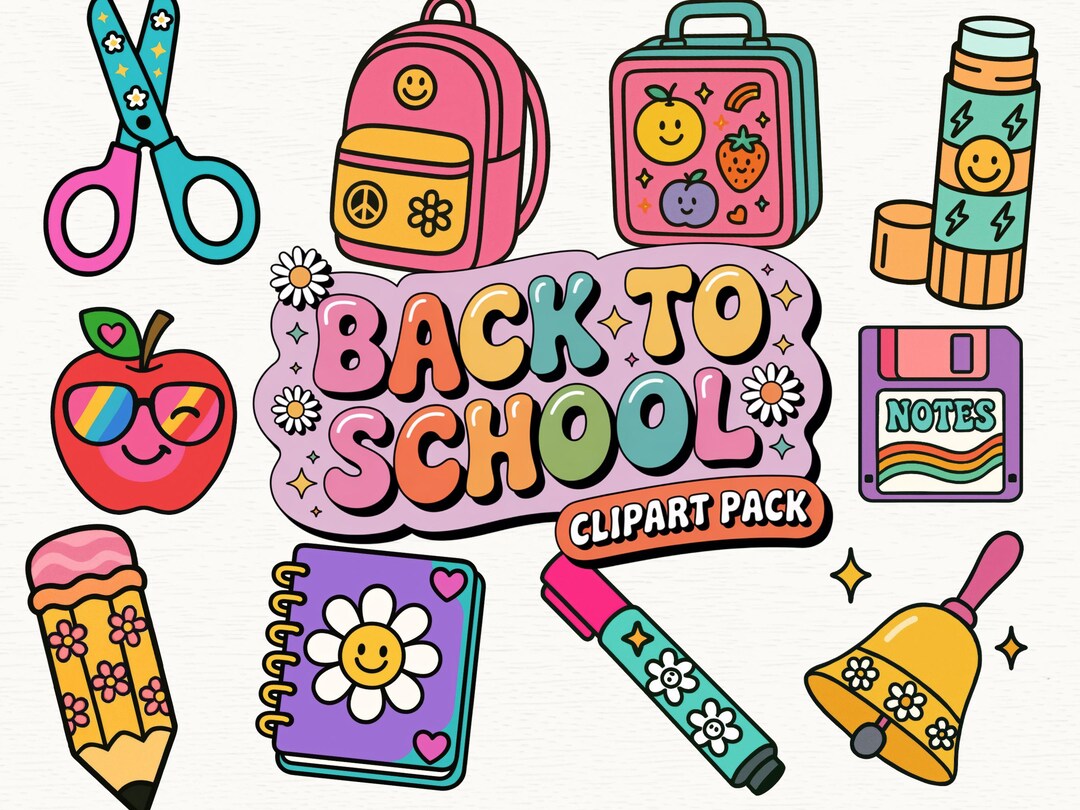 Back to School Clipart, Teacher Clipart PNG, Hand Drawn School Supplies ...