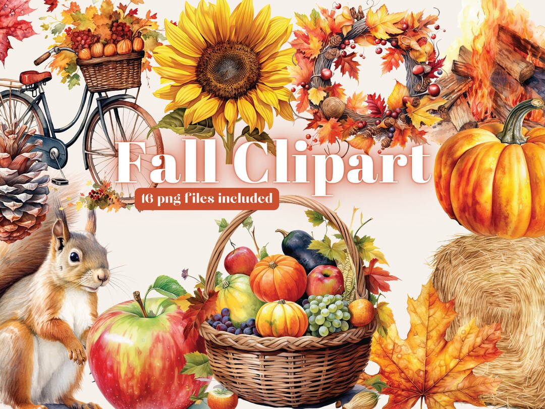 Watercolor Fall Decor Fall Clipart Cozy Autumn Planner - Etsy