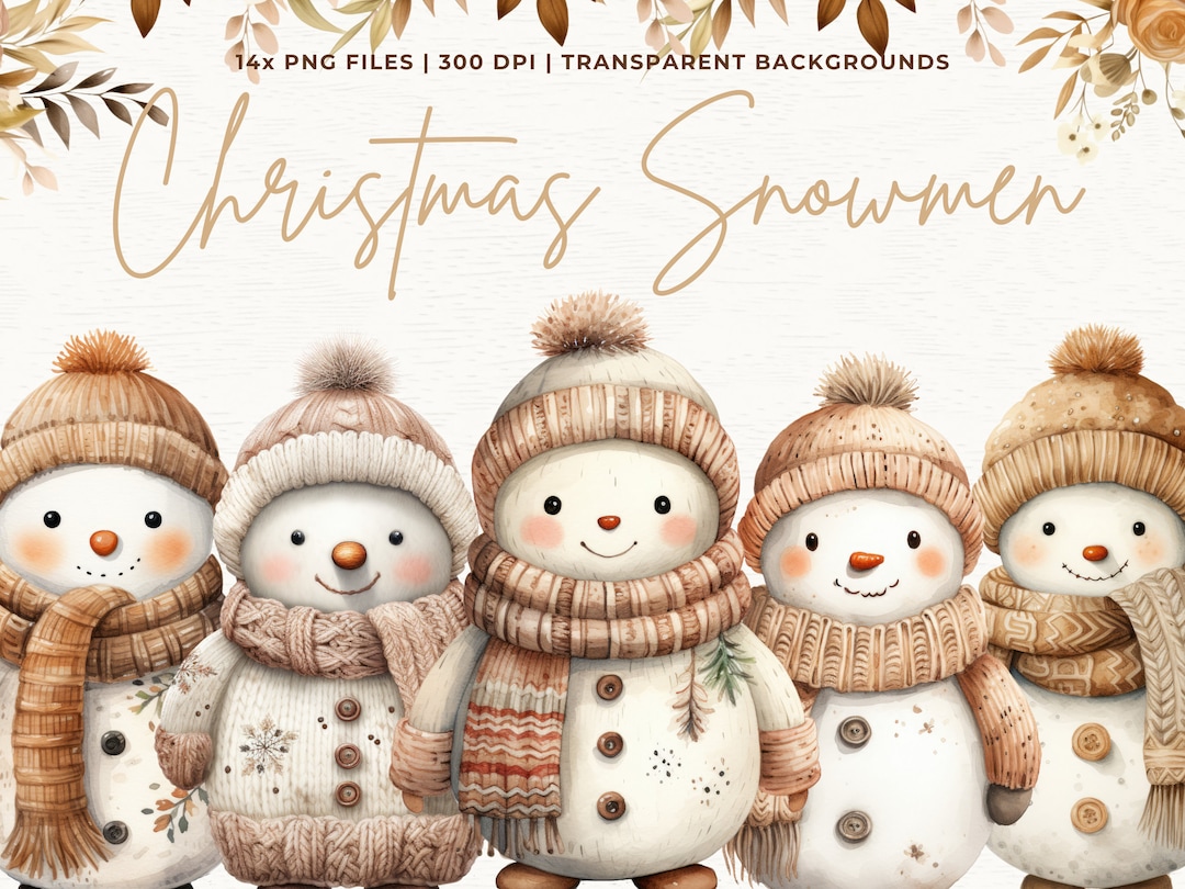 Watercolor Christmas Snowman Clipart Bundle, Cozy Christmas Clipart ...