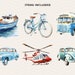 Watercolor Transportation Clipart Set of 20 PNG Files - Etsy