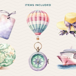 Watercolor Travel Clipart, 28 PNG World Travel, Travel Summer Clipart ...