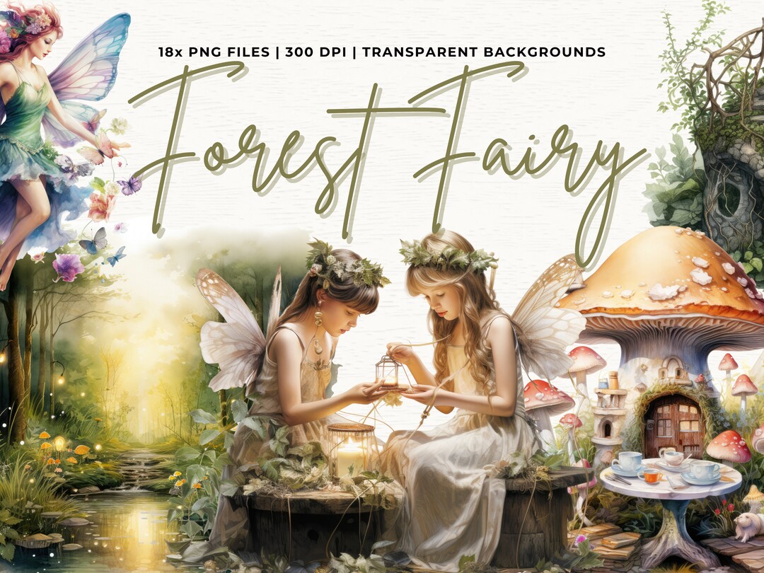 18 PNG Watercolour Forest Fairy Clipart, Fairy Garden Clip Art, Fairies ...