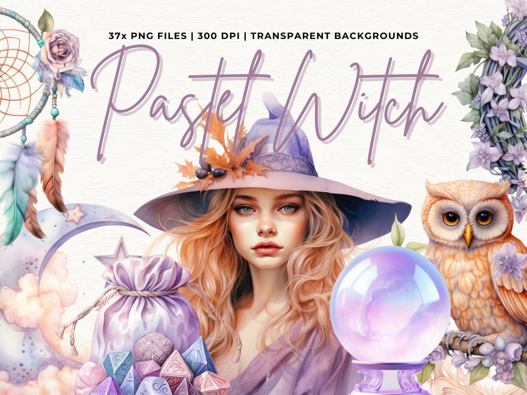 37 PNG Watercolor Pastel Witch Clipart, Pastel Witchcraft Clip Art ...