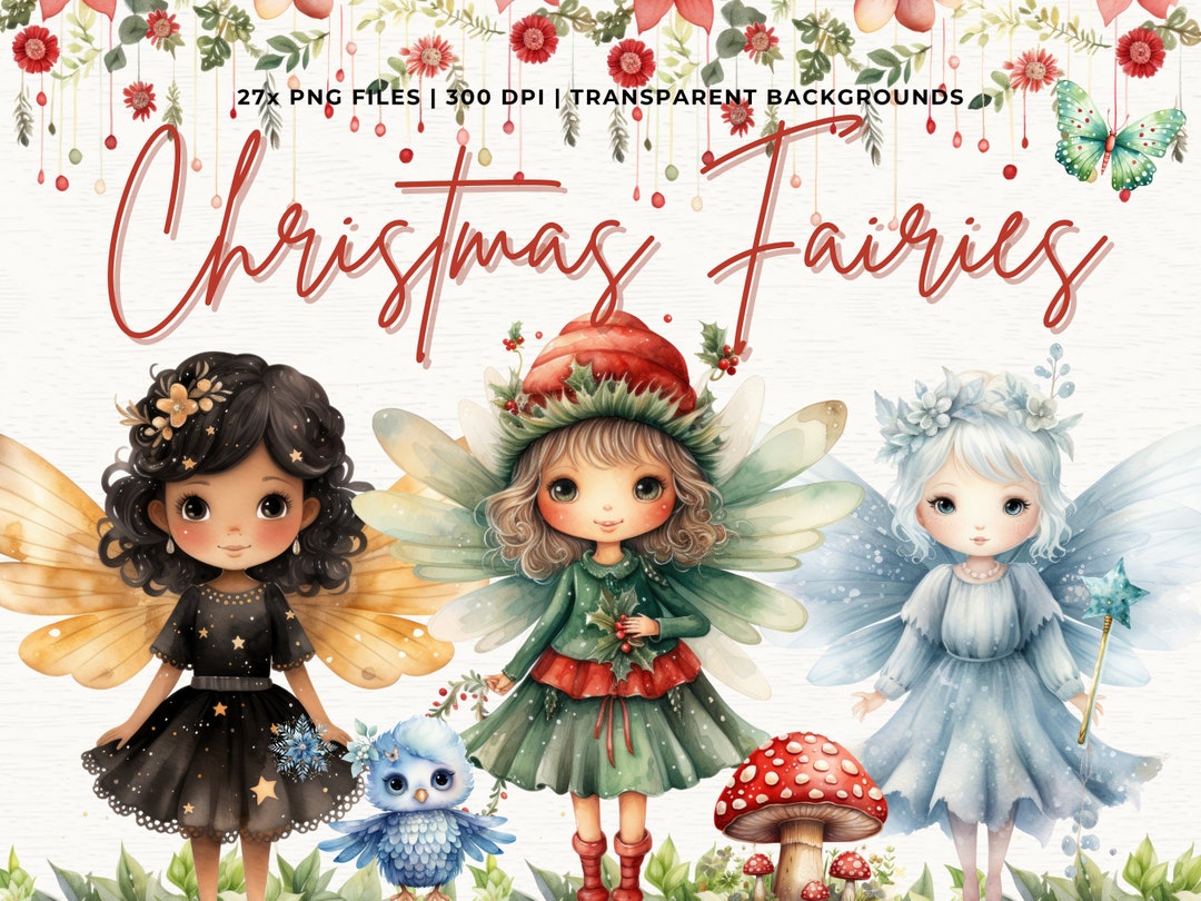 Christmas Fairy Clipart | Fairy Garden Clipart | Golden Fairy Clipart ...
