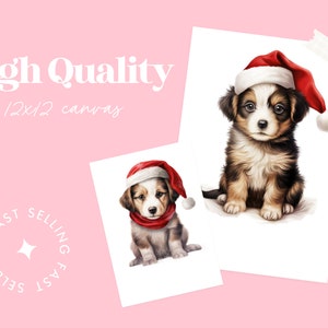 Watercolor Christmas Puppy Clipart, 17 High Quality JPEG and PNG Files ...