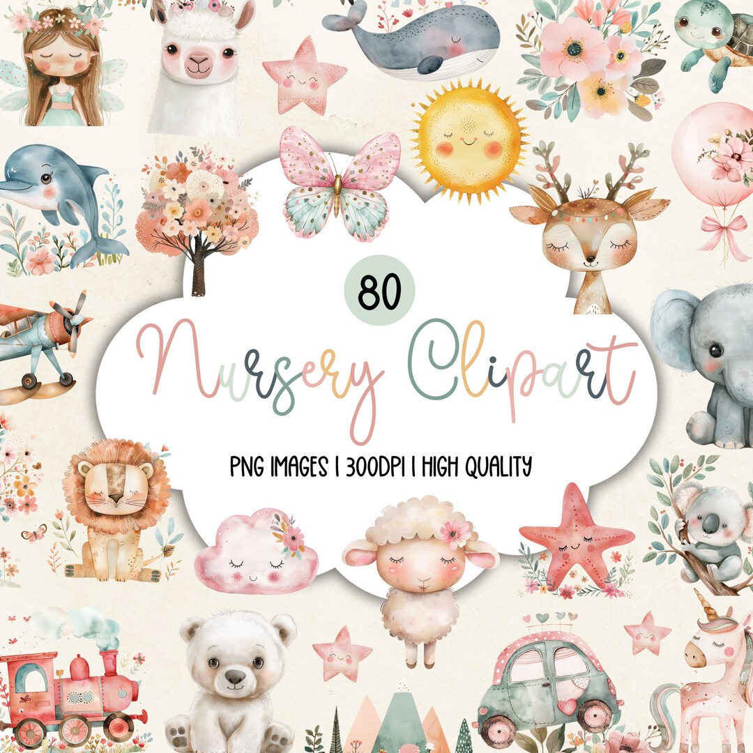 Boho Baby Clipart, Cute Boho Doodle Clipart Bundle, Boho Nursery Animal ...