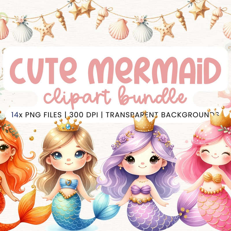 Mermaid Clipart - Etsy
