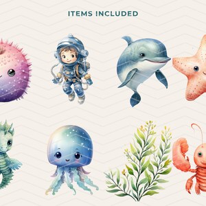 Fish Clipart, Watercolor Fish Under the Sea Clip Art, Dolphin Clipart ...