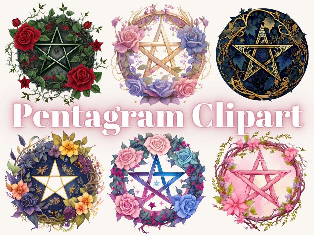 Watercolour Pentagram Clipart, Wiccan Png, Magic Clip Art, Mystical ...