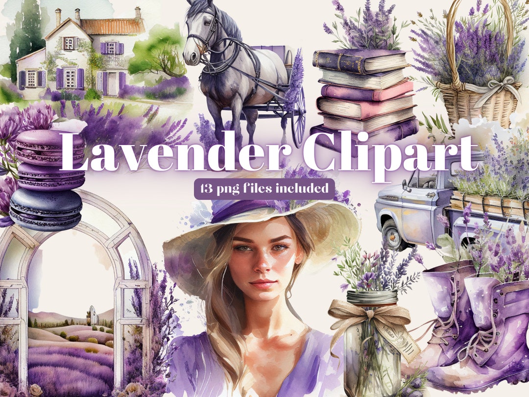 Watercolour Lavender Cottagecore Clipart Bundle , Cottage Living, Farm ...