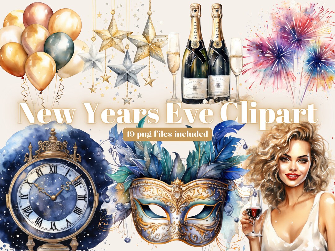 New Years Eve Party Clipart, DIGITAL DOWNLOAD, 2024 New Years ...
