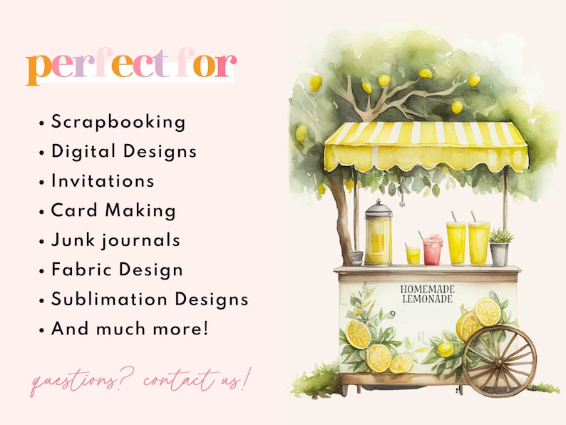 Watercolour Lemonade Stand Clipart Lemon Fruit PNG Digital - Etsy