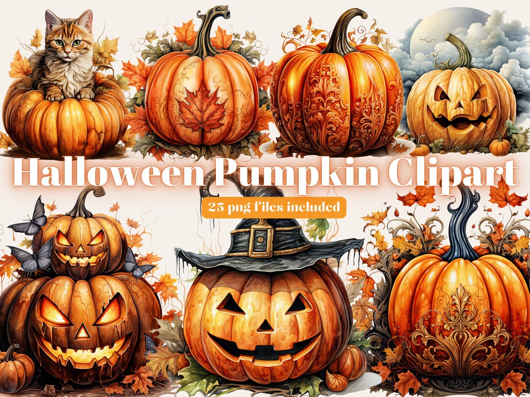 Pumpkin Clipart, Watercolor Pumpkin Clipart, Autumn Clip Art, Pastel ...