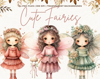 Watercolor Fairy Garden Clipart Cute Fairy Garden Clipart Enchanted ...