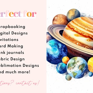 Astronaut and Space Watercolor Clipart, Watercolor Planets Clipart ...