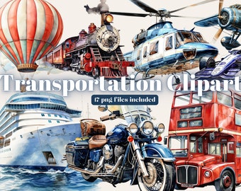 Watercolor Transportation Clipart Set of 20 Watercolor Vehicles Clip ...