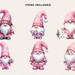 Watercolor Pink Christmas Gnome Clipart, 10 High Quality PNG Files ...
