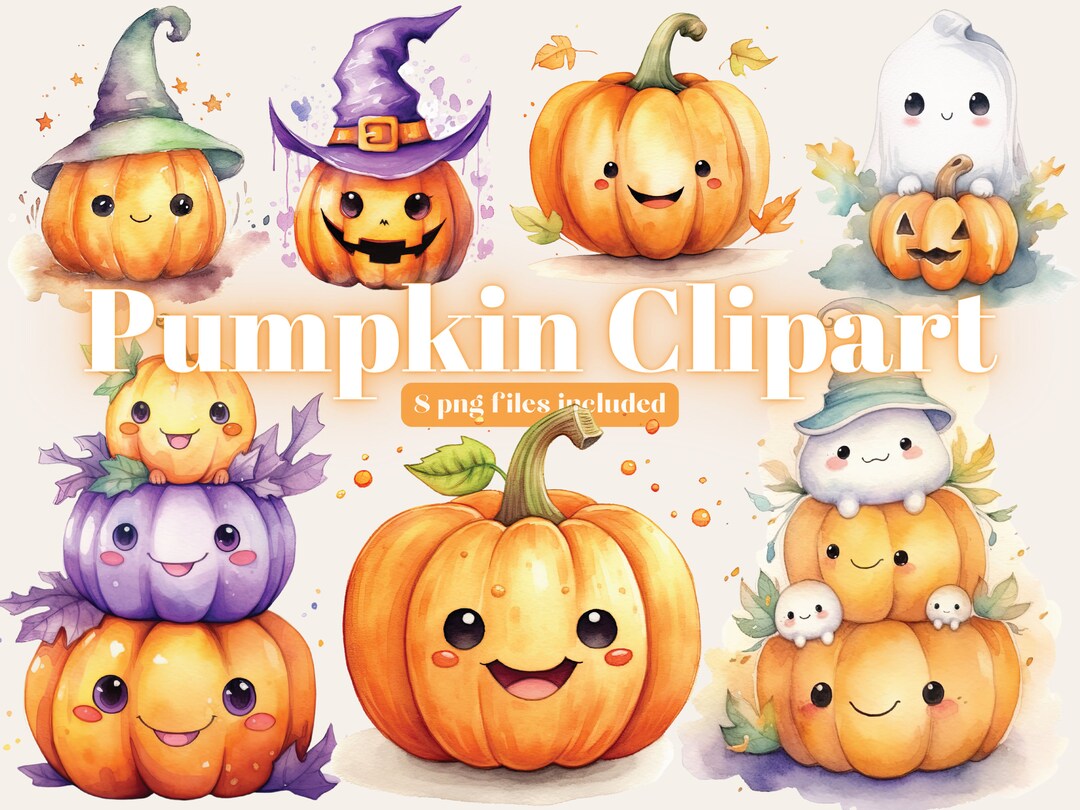 Pumpkin Clipart, Watercolor Pumpkin Clipart, Autumn Clip Art, Pastel ...