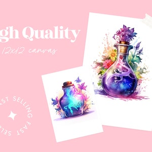 Witches Potion Bottles Watercolor Clipart, Magical Mystical Art ...