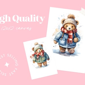 Watercolor Winter Teddy Bears PNG Bundle | Teddy Bear PNG | Teddy Bear ...