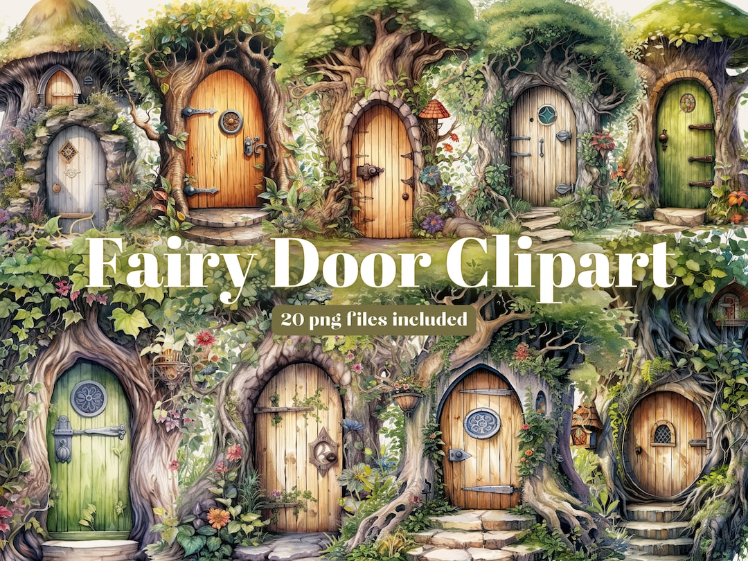Forest Fairy Door Watercolor Clipart, Fairy Clipart, Fantasy Clipart ...