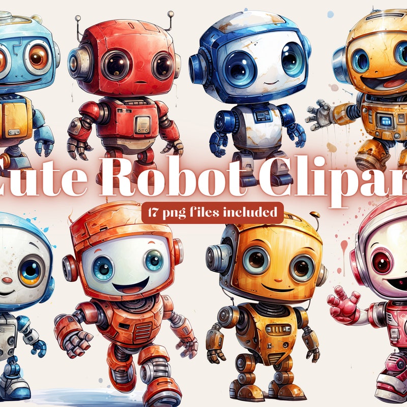 Cute Robot Clipart - Etsy