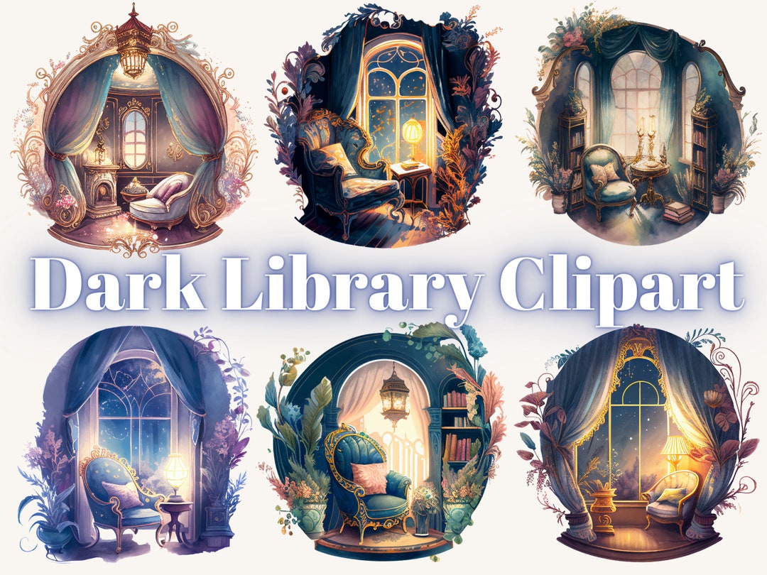 Watercolour Bookworm Cozy Reading Corner Clipart Bundle, Bookshelf ...