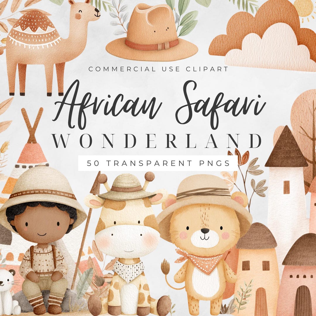 Safari Animal Clipart Bundle, Jungle Animals PNG, African Safari ...