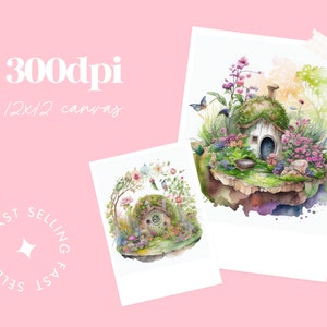 Watercolour Pastel Fairy Garden Clipart - Fantasy PNG Digital Image ...