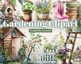 Watercolor Spring Garden Clipart Spring Flowers in Pots - Etsy