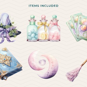 37 PNG Watercolor Pastel Witch Clipart, Pastel Witchcraft Clip Art ...