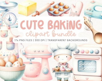 Retro Handdrawn Baking Clipart, Baking Supplies, Home Bakery Logo ...