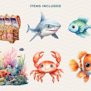 Fish Clipart, Watercolor Fish Under the Sea Clip Art, Dolphin Clipart ...