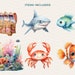 Fish Clipart, Watercolor Fish Under the Sea Clip Art, Dolphin Clipart ...