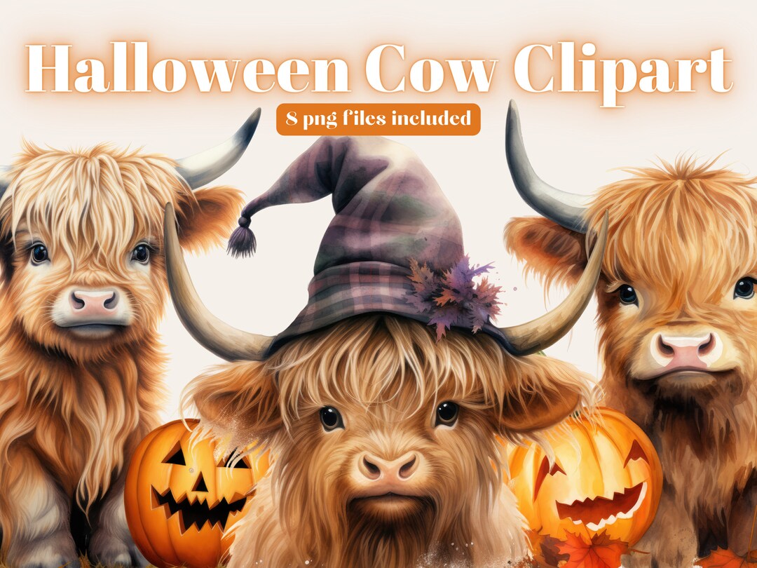Halloween Cow Png, Fall Cow Png, Spooky Cow Clipart, Highland Cow Png ...