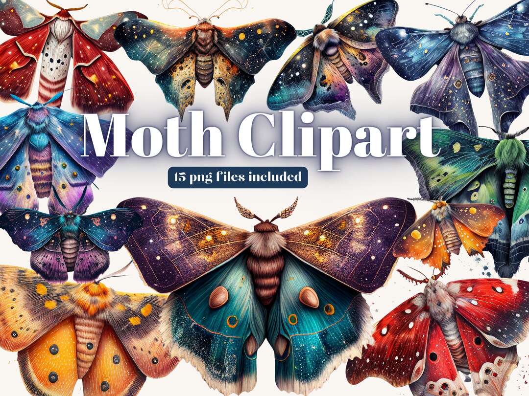 Watercolour Mystical Moth Clipart Bundle, Wiccan Png, Moth Png ...