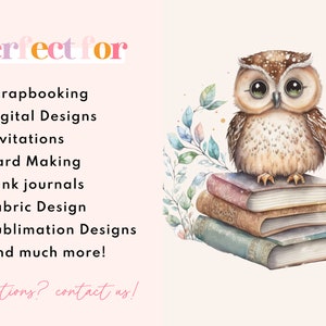 Owl on Books Watercolor Clipart, Magical Mystical Art, Fantasy Clipart ...