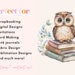 Owl on Books Watercolor Clipart Magical Mystical Art Fantasy - Etsy